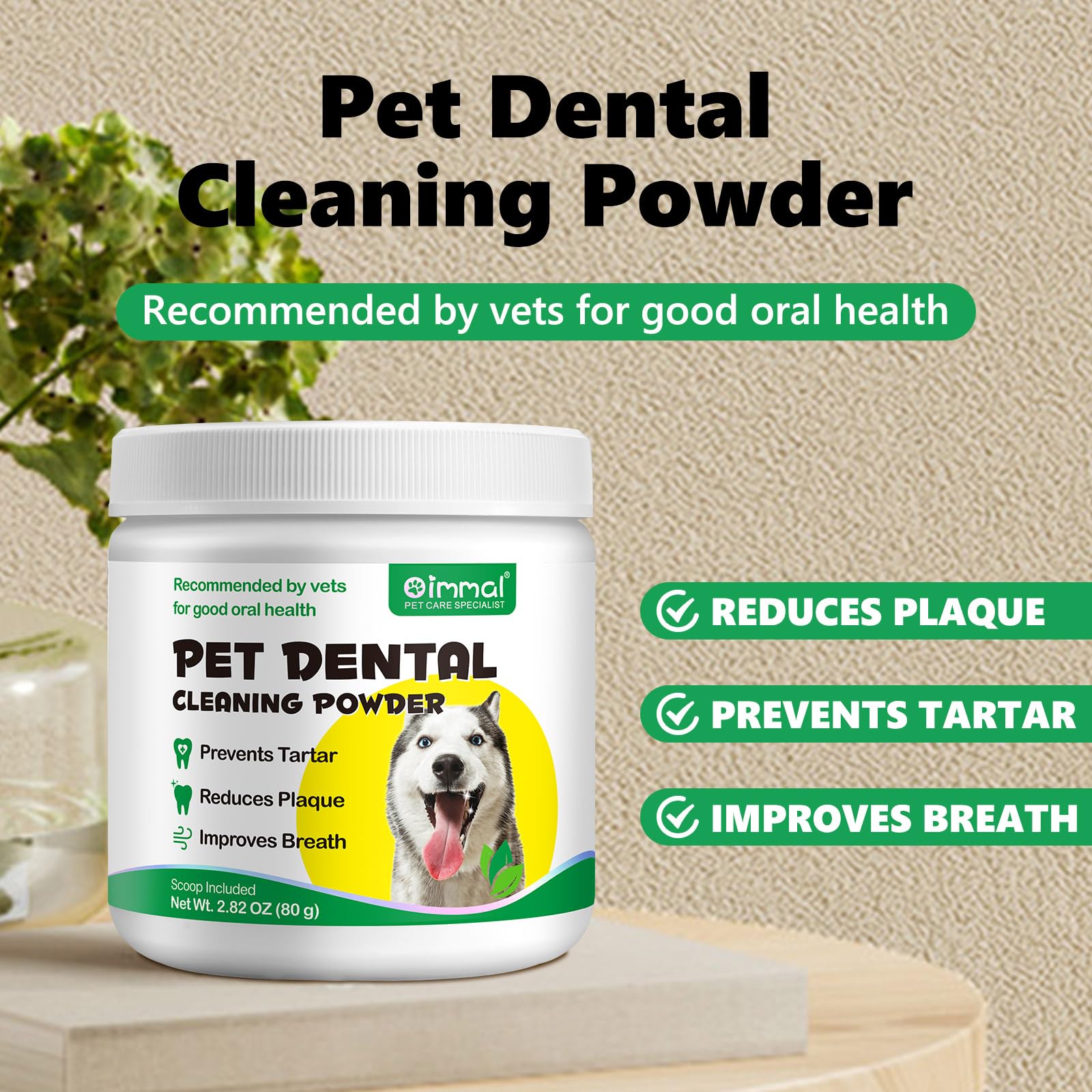 A r b c r n Dog Teeth Cleaning Powder,80g Dogs Dental Powder for Dog Teeth Cleaning,Dog Plaque and Tartar Remover,Dog Breath Freshener-Dental Care for All Dogs