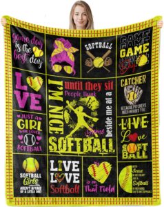 raweeroner softball gifts,softball blanket,gifts for softball players,softball blanket gifts for girls,softball room decor,softball decor for girls bedroom