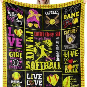 Raweeroner Softball Gifts,Softball Blanket,Gifts for Softball Players,Softball Blanket Gifts for Girls,Softball Room Decor,Softball Decor for Girls Bedroom