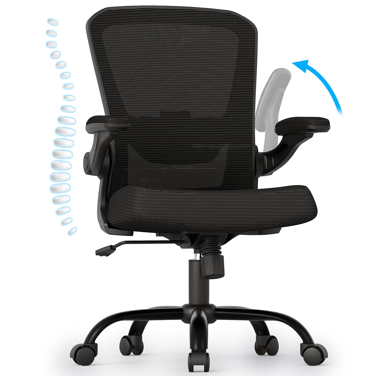 Monomi Ergonomic Office Chair, Home Office Task Chair-Breathable Mesh, Lumbar Support,Flip-up Armrests,Tilt Function and Adjustable Height Back, Swivel Computer Home Office Desk Chair