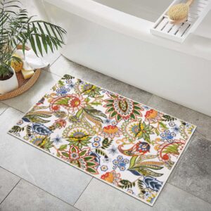 2'x3' Area Rug Floral Boho Area Rug Washable Rug Non-Slip Flower Rug for Kitchen Entryway Bathroom Living Room Office, (2'x3', Paisley)