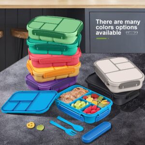 Demiue Bento Box Adult Lunch Box,Kids Child Lunch Box-Leak-Proof Bento Box with Utensil,Lunch Containers for Adults Men Women with 4 Compartments,Microwave & Dishwasher & Freezer Safe,BPA Free(Blue)