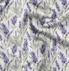 soimoi lavender blue flower print - white, premium cotton cambric fabric - medium weight material for quilting, kurtis, blouse, kids clothing, tunic, curtains - 42" inch wide, 1 yard