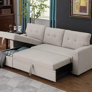 Devion Furniture Alexis Sofabed, 83" W x 53" D x 35H, Beige