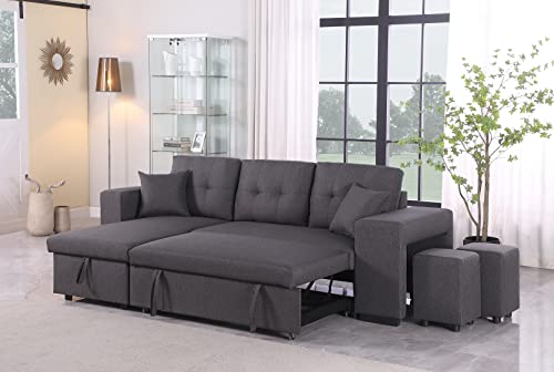 Devion Furniture Alexis Sofabed, 95" W x 53" D x 35H, Dark Gray