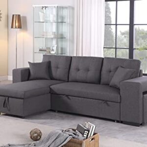 Devion Furniture Alexis Sofabed, 95" W x 53" D x 35H, Dark Gray