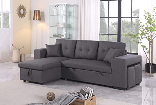 Devion Furniture Alexis Sofabed, 95" W x 53" D x 35H, Dark Gray