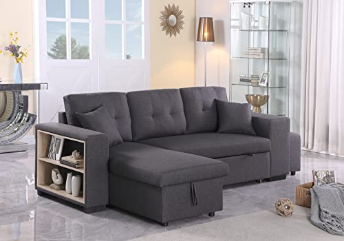 Devion Furniture Alexis Sofabed, 95" W x 53" D x 35H, Dark Gray