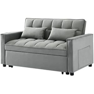 generic velvet 3-in-1 convertible sleeper loveseat, 55.2*32.3*35.04in, grey