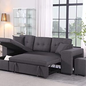 Devion Furniture Alexis Sofabed, 95" W x 53" D x 35H, Dark Gray