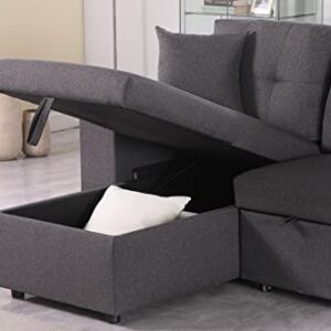 Devion Furniture Alexis Sofabed, 95" W x 53" D x 35H, Dark Gray