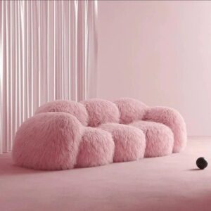 generic modern nordic plush sofa chair – luxury l-shaped living room couch 106.29in, pink