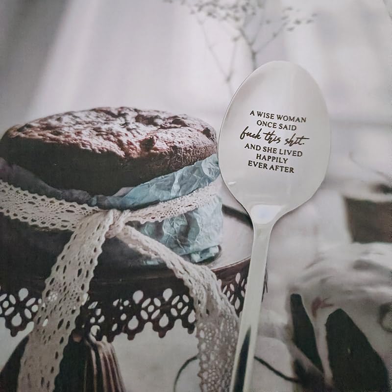 Funny Inspirational Gifts Spoon for Women Christmas Graduation Gift for Daughter Sister A Wise Woman Once Said Spoon for Wife Friend Engraved Stainless Steel Dessert Spoons