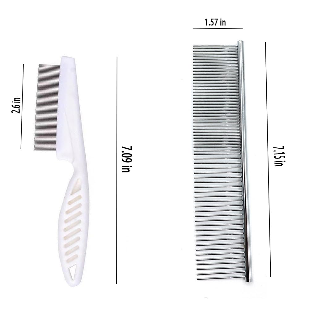 2Pack Flea Comb and Stainless steel comb Use grooming with dog and cat hair For Facial Cleaning and Grooming Flea Lice Comb