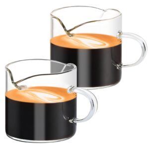 espresso cups set of 2 unique espresso shot glass 4oz double spouts cups classic cappuccino cup espresso mugs clear coffee mug with handle for espresso machine