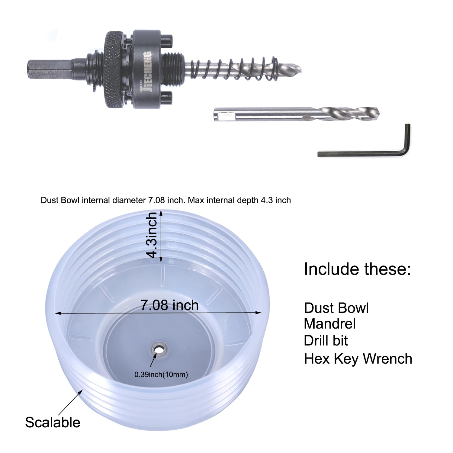 JIECHENG Universal Hole Saw Dust Bowl Large - Semi-Transparent Design, Ideal for Recessed Light Installations