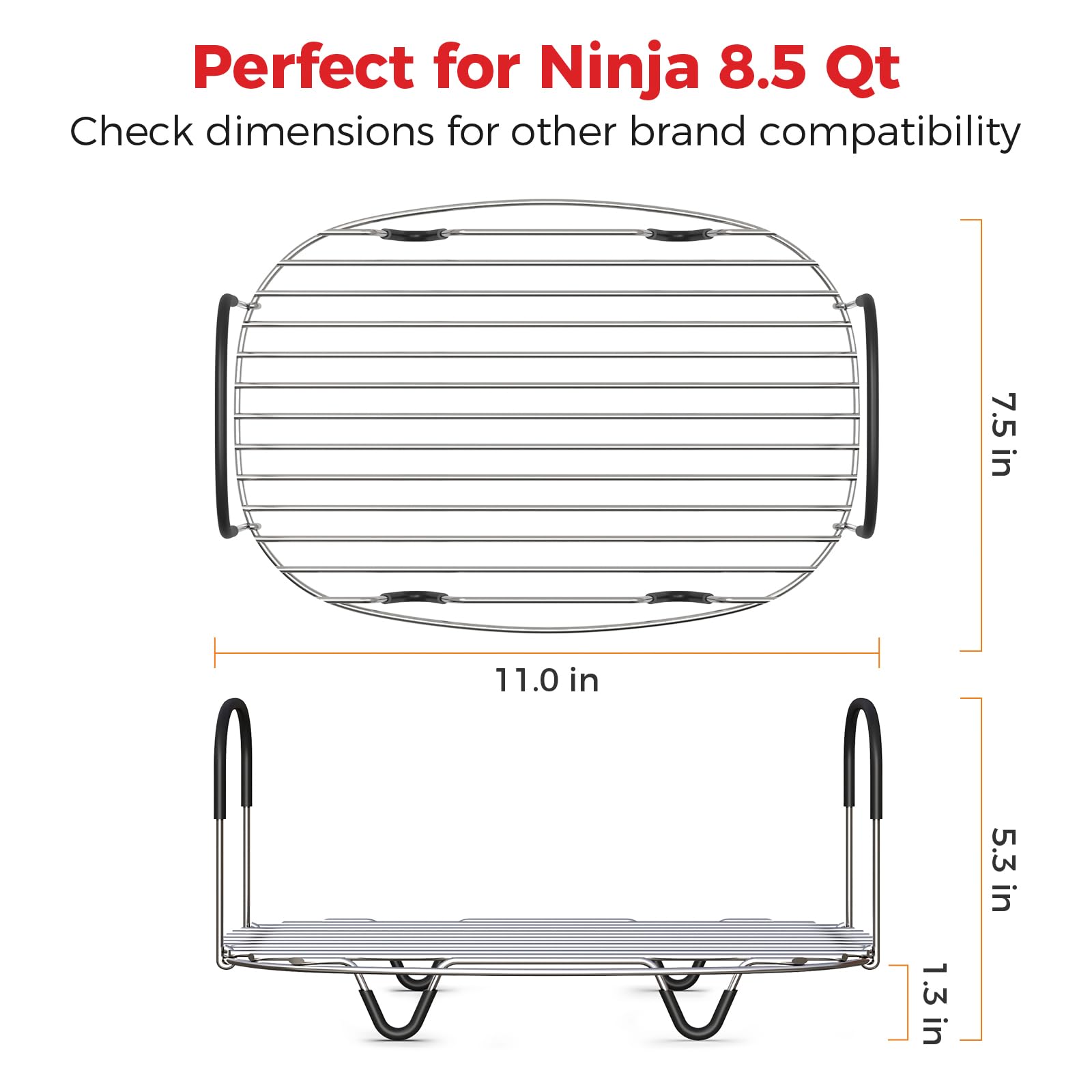 Goldlion Steam and Roast Rack Compatible with Ninja Crockpot Slow Cooker - Stainless Steel Roasting Rack with Silicone-Protected Feet & Handles - Accessories for Ninja Foodi Possiblecooker