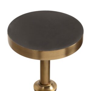 Kate and Laurel Engles Traditional Adjustable-Height Pedestal Drink Table, 10 x 10 x 30, Black Marble and Antique Brass, Vintage Round Indoor Metal Plant Stand with Authentic Marble Tabletop