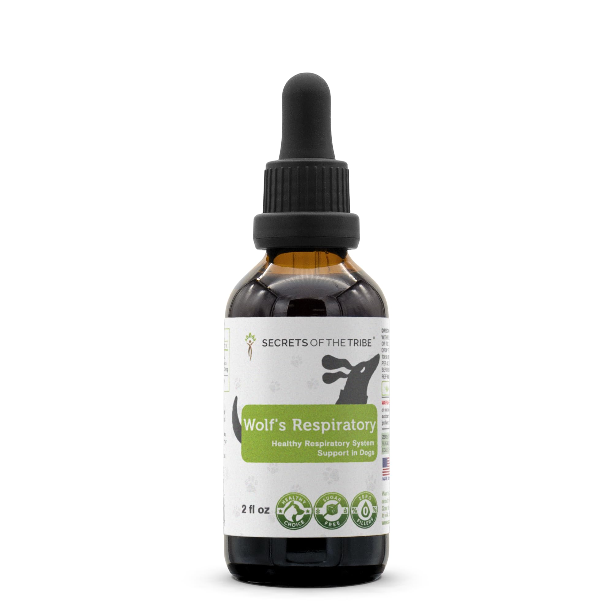 Wolf's Respiratory | Natural Herbal Dietary Supplement | Healthy Respiratory System Support in Dogs | Alcohol-Free Extract, Marshmallow Leaf, Astragalus, Chamomile, Calendula, Oregon Grape 2 oz