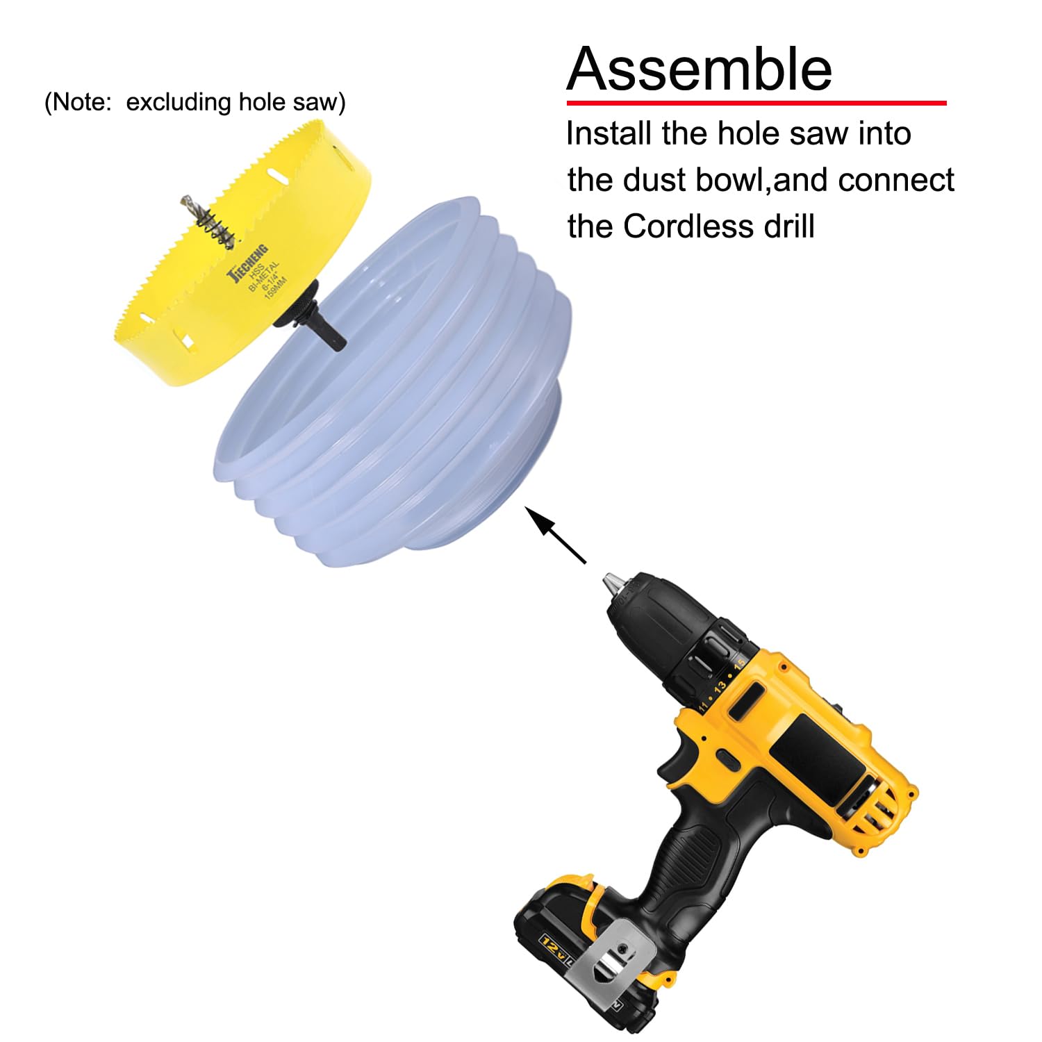 JIECHENG Universal Hole Saw Dust Bowl Large - Semi-Transparent Design, Ideal for Recessed Light Installations