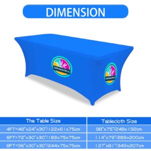 Generic Custom Table Cloth Cover with Business Logo Text, Personalized Stretch Spandex Table Cloth for Business Tradeshow Events, Customized Tablecloth for Wedding Birthday Anniversary Decoratio