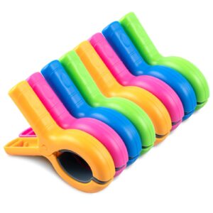 8 pcs beach towel clips for beach chairs, towel holder for beach chair pool chair on cruise, jumbo size heavy duty clothes pins, beach chair clips to keep your towel from blowing away, 4 colors