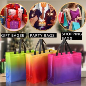 yingzi Gradient Gift Bag 15 sets of reusable large Gift Bags Colorful Holographic Gift Bags with handles - Candy Bag Birthday Gift Bag, Birthday Party bag 13x11x5 inches