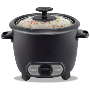 courant rice cooker 8-cup (cooked), removable non-stick bowl, one touch rice cooker, black