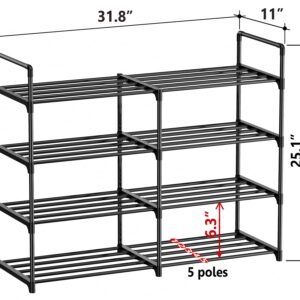 FIDUCIAL HOME 4 Tiers Metal Shoe Rack Organizer 16 Pairs Sturdy Shoe Stand for Closet Entryway, Stackable