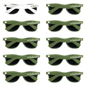 lady&home 10 pack bachelorette sunglasses,bride bridesmaid sunglasses for bachelorette party favors bridesmaid proposal gifts (sage green)