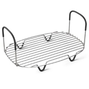 goldlion steam and roast rack compatible with ninja crockpot slow cooker - stainless steel roasting rack with silicone-protected feet & handles - accessories for ninja foodi possiblecooker