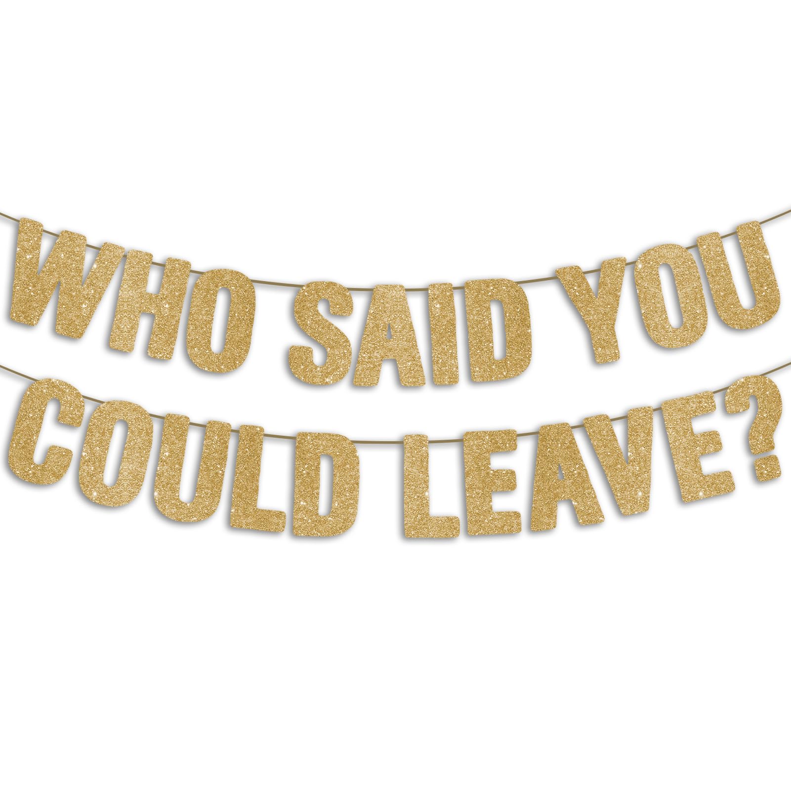 JunyRuny Who Said You Could Leave Gold Glitter Banner, Going Away, Farewell, Retirement Party Decorations, Graduation Party Decorations for Men & Women, Goodbye Party Decorations, Coworker Leaving Decorations