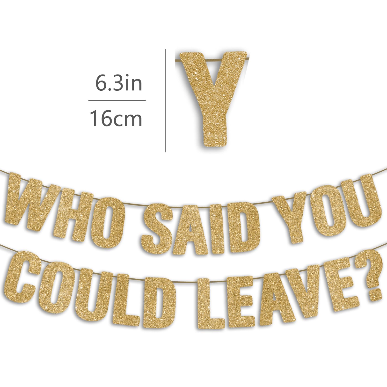 JunyRuny Who Said You Could Leave Gold Glitter Banner, Going Away, Farewell, Retirement Party Decorations, Graduation Party Decorations for Men & Women, Goodbye Party Decorations, Coworker Leaving Decorations