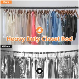 Closet Rods for Hanging Clothes, 2 Pack Heavy Duty Closet Rod 17-55 Inch Adjustable Clothes Hanging Bar Metal Shower Curtain Rods for Closet, Wardrobes, Bathroom, Windows