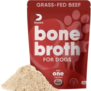 davie's bone broth for dogs - joint supplement for dogs, dog food topper powder, beef bone broth powder, grass-fed source - 8 ounces