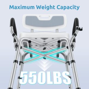 Shower Chair for Inside Shower, BRITULIF 550 lbs Heavy Duty Shower Chair for Elderly and Disabled, Shower Chair with Arms and Back, FSA/HSA Eligible, 6 Height Adjustable, Ideal for Seniors and Adults