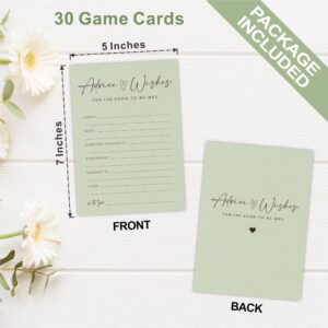 Tabyon 30 Pcs Bridal Shower Game Cards, Advice and Well Wishes, Minimalism Fill in Style Game Cards for Mr & Mrs, Engagement Party, Wedding, Newlyweds Party Supplies(Green) - B01