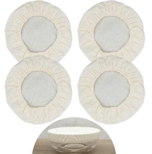 4 pack sourdough bowl cover, organic reusable cloth bowl cover for proofing, fits 5”-8.5” diameter bowl and jar mouth - unbleached, perfect for fermentation jars (4 pack - large)