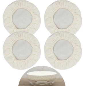 4 Pack sourdough bowl cover, Organic Reusable Cloth bowl cover for proofing, fits 5”-8.5” Diameter bowl and Jar mouth - Unbleached, Perfect for Fermentation Jars (4 Pack - Large)