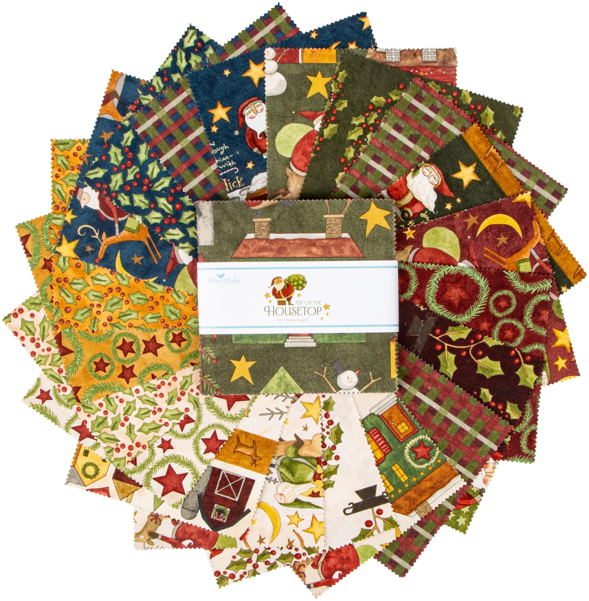 Teresa Kogut Up on The Housetop 5" Stacker 42 5-inch Squares Charm Pack Riley Blake 5-14730-42