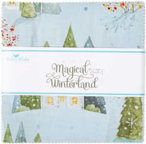 magical winterland riley blake 5-inch stacker, 42 precut fabric quilt squares by lisa audit, assorted