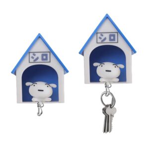 ouliget wall dog house keychain holder,mini dog house and dog keychain,wall mounted key ring holder for home living room decorations,unusual gift,2pieces