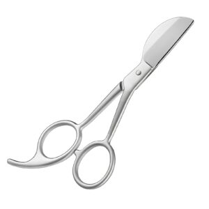 duckbill applique scissors 5.63 inch carpet pile scissors bent curved offset handle with finger rest, paddle shaped blades, razor sharp cut, stainless steel, for embroidery, fabric, arts & craft