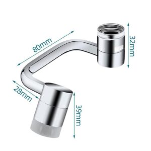 CONOB Extended Faucet Head, C Arm Faucet Aerator, 1080 Degree Rotation, 2 Water Outlet, 55/64” Female Thread, Brushed Brass Design for Bathroom Kitchen Bar Outdoor, Mother's Day Gift (Chrome)