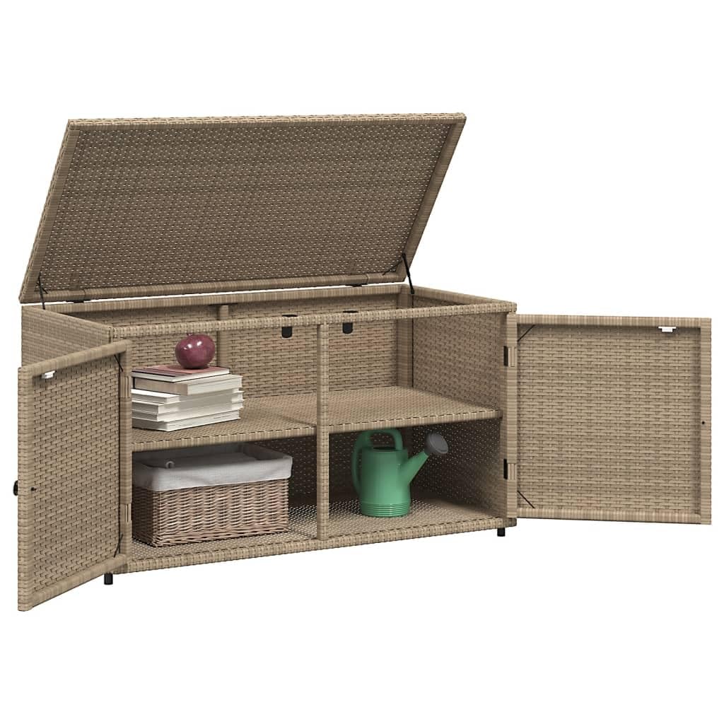 QJBSAVVA Patio Storage Cabinet, Office Cabinet Storage Box Tool Shed Garden Box Suitable for Outside Patio Kitchen Apartments Beige 43.3"x21.7"x23.8" Poly Rattan