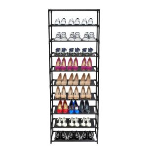 bthtrcz 10 tiers shoes rack storage organizer,metal shoe rack holds 50 pairs shoe,large shoe rack with black metal frame for entryway,living room,garage (10-black)