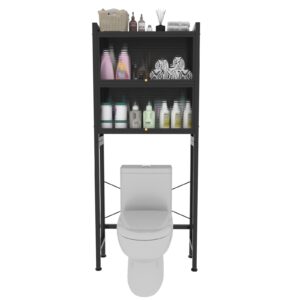 juschipexl over the toilet storage, bathroom organizer shelf, freestanding bathroom organizer over toilet with pc material door, space saving toilet rack for bathroom, restroom, laundry black.