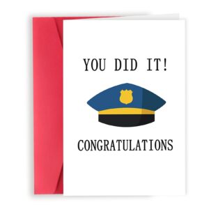 londue police academy graduation gifts card, police graduation gift, policeman congratulation card for him her, gifts for police officer, you did it card