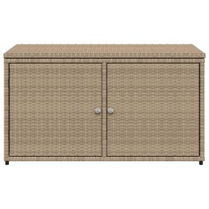 QJBSAVVA Patio Storage Cabinet, Office Cabinet Storage Box Tool Shed Garden Box Suitable for Outside Patio Kitchen Apartments Beige 43.3"x21.7"x23.8" Poly Rattan