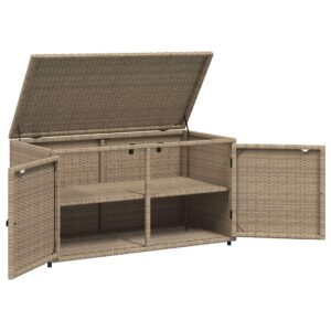 QJBSAVVA Patio Storage Cabinet, Office Cabinet Storage Box Tool Shed Garden Box Suitable for Outside Patio Kitchen Apartments Beige 43.3"x21.7"x23.8" Poly Rattan